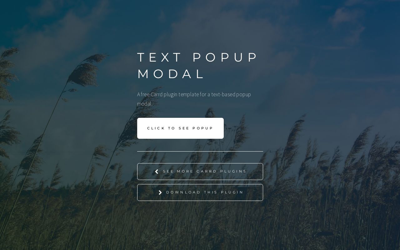 Text popup modal Carrd plugin template